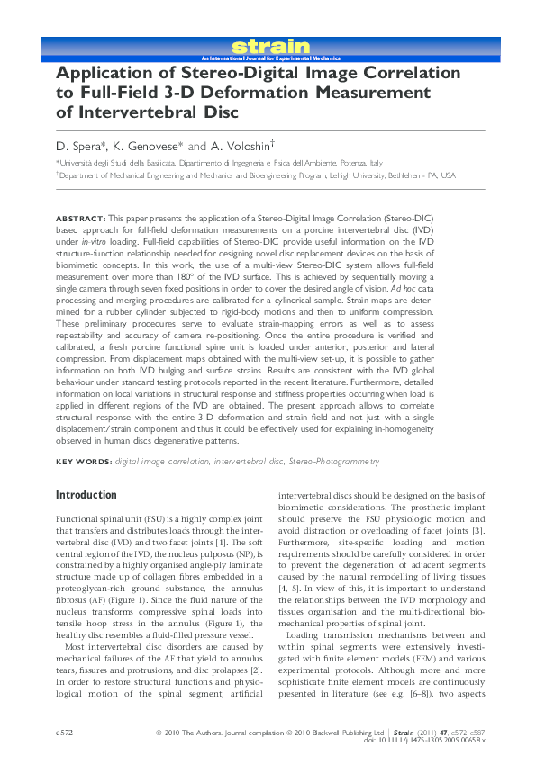 Pdf Application Of Stereo Digital Image Correlation To Full Field 3 D Deformation Measurement