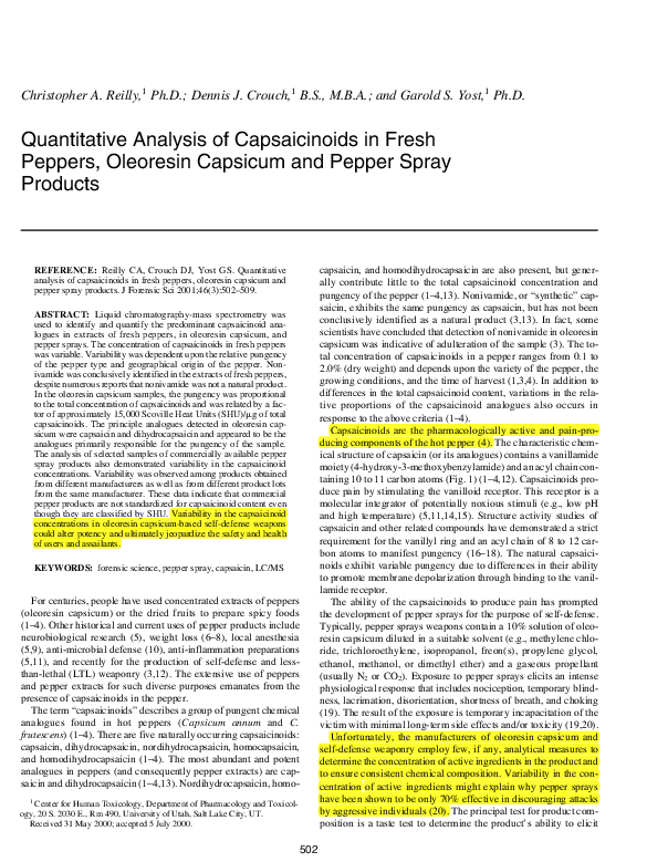 (PDF) Quantitative analysis of capsaicinoids in fresh peppers ...