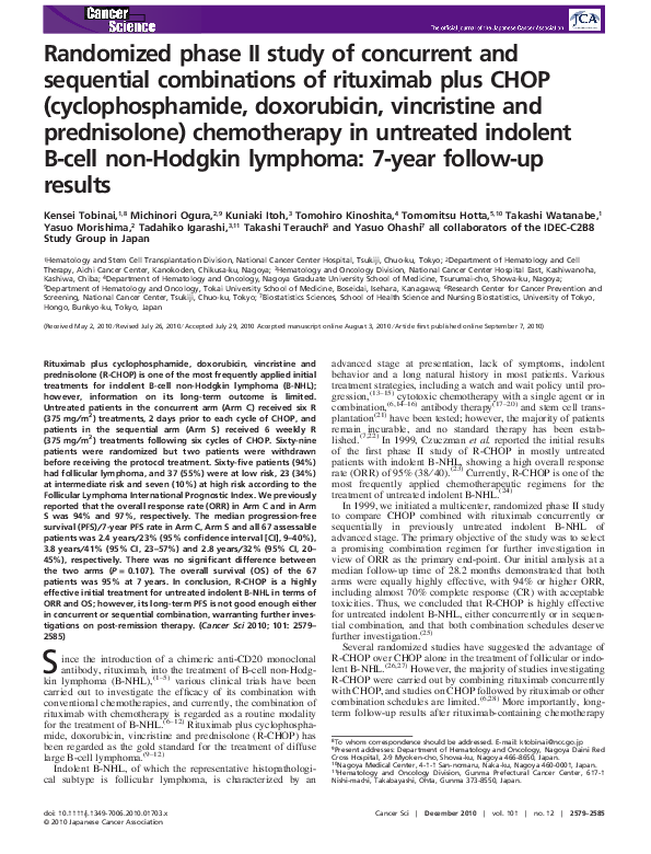 (PDF) Randomized phase II study of concurrent and sequential combinations of rituximab plus CHOP ...