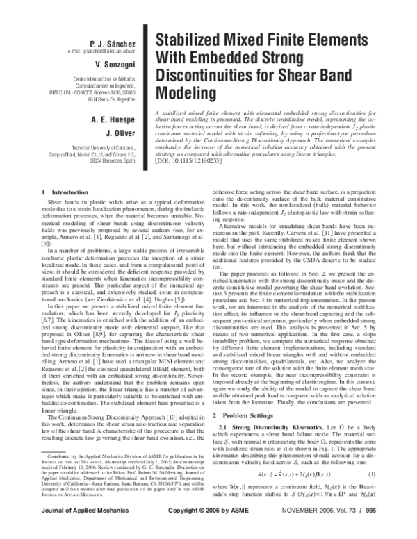 (PDF) Stabilized Mixed Finite Elements With Embedded Strong ... (PDF) Stabilized Mixed Finite Elements With Embedded Strong ...