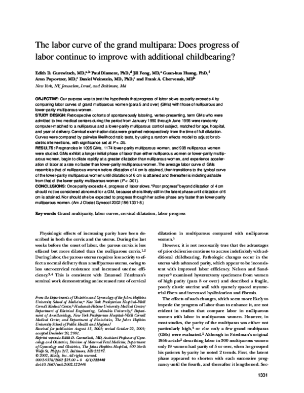 (PDF) The labor curve of the grand multipara: Does progress of labor ...