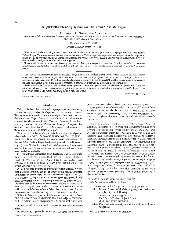 (PDF) A question-answering system for the French Yellow Pages