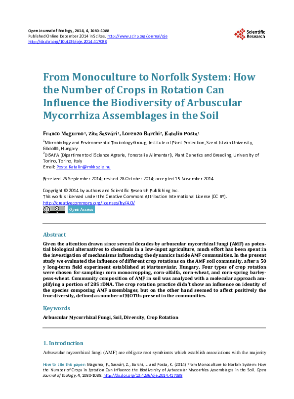 (PDF) From Monoculture to Norfolk System: How the Number of Crops in ...