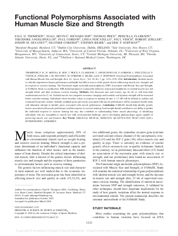 (PDF) Functional Polymorphisms Associated with Human Muscle Size and ...