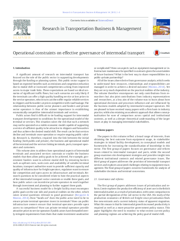 (PDF) Operational constraints on effective governance of intermodal ...
