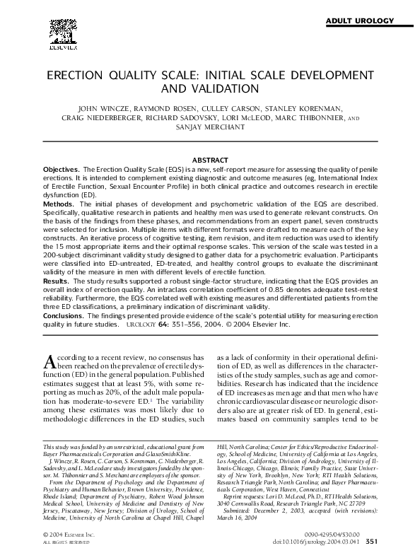 (PDF) Erection Quality Scale: Initial scale development and validation