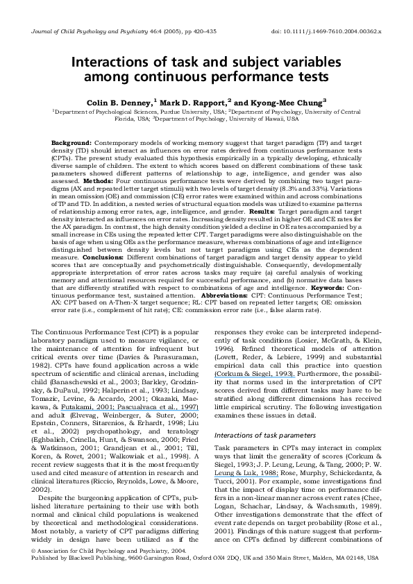 (PDF) Interactions of task and subject variables among continuous ...