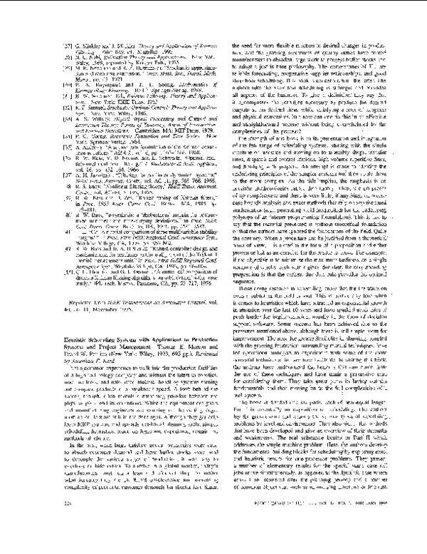 Pdf Heuristic Scheduling Systems With Applications To Production Systems And Project Management 