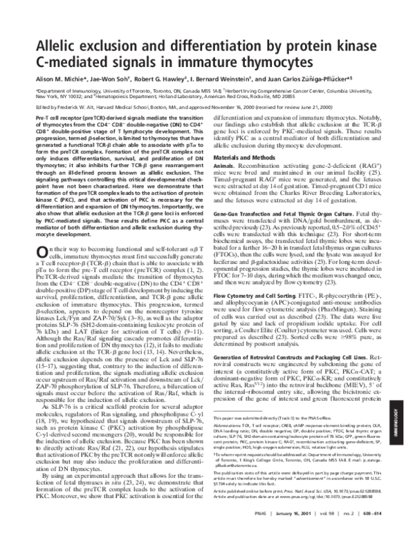 (PDF) Allelic exclusion and differentiation by protein kinase C ...