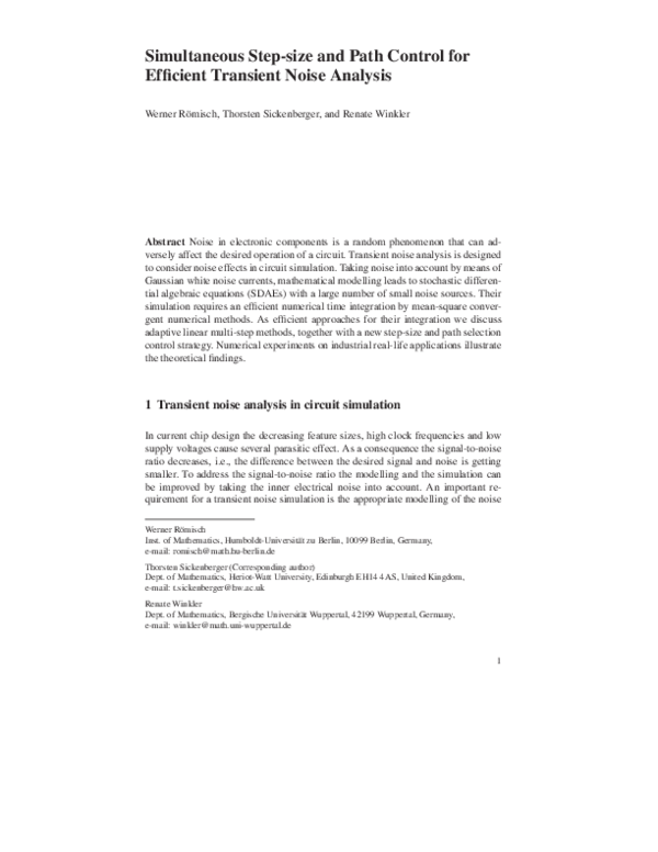 (PDF) Simultaneous step-size and path control for efficient transient noise analysis