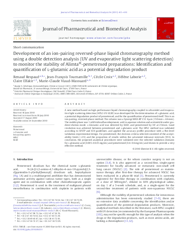 (PDF) Development of an ion-pairing reversed-phase liquid chromatography method using a double ...