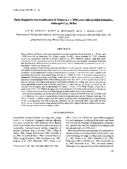 (PDF) Early diagenetic recrystallization of Holocene