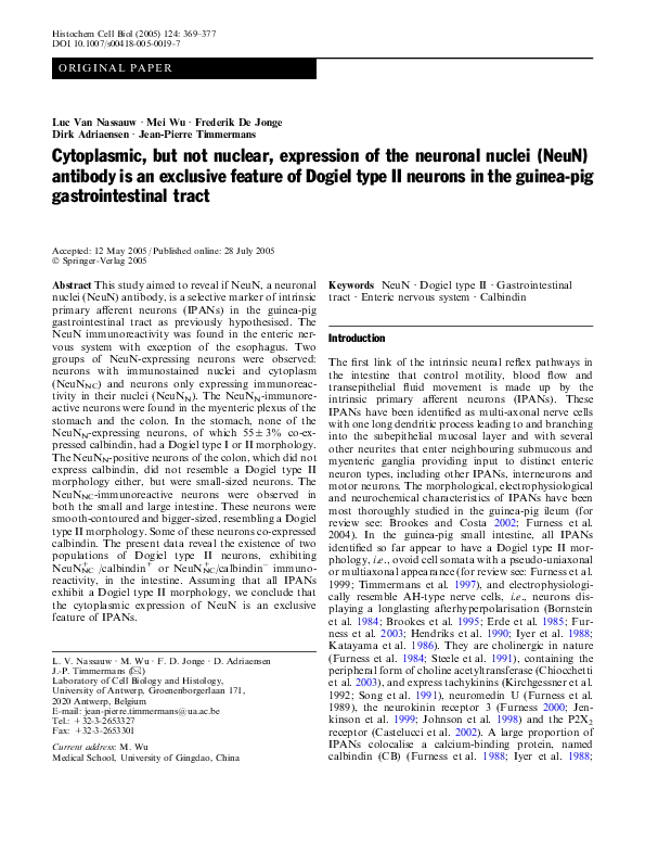 (PDF) Cytoplasmic, but not nuclear, expression of the neuronal nuclei ...