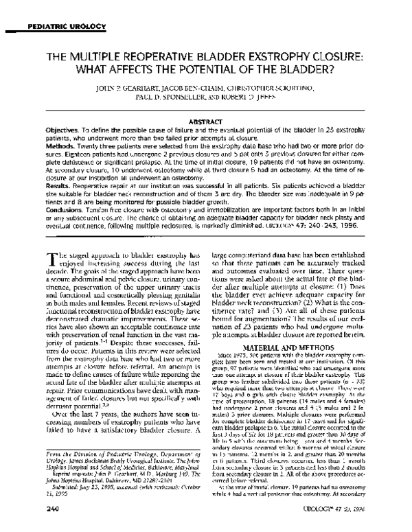 (PDF) The multiple reoperative bladder exstrophy closure: What affects ...