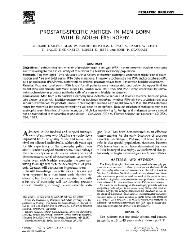 (PDF) Prostate-specific antigen in men born with bladder exstrophy