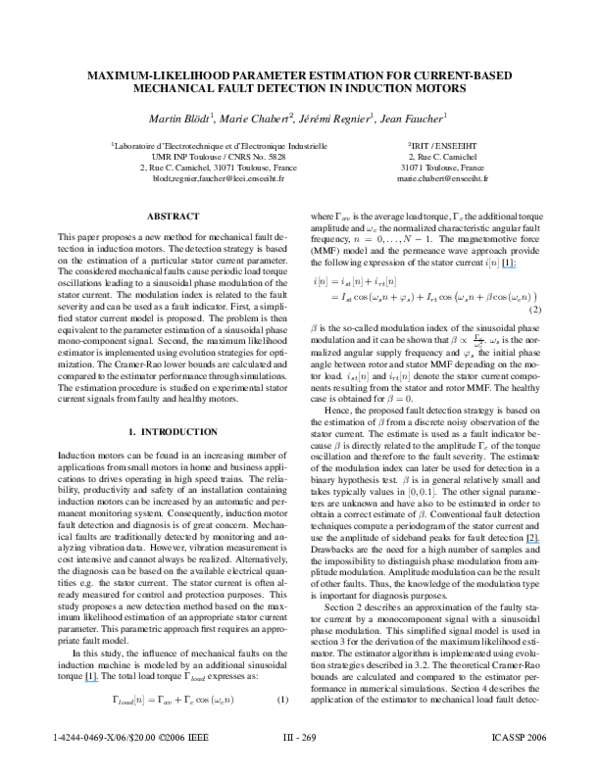 Pdf Maximum Likelihood Parameter Estimation For Current Based