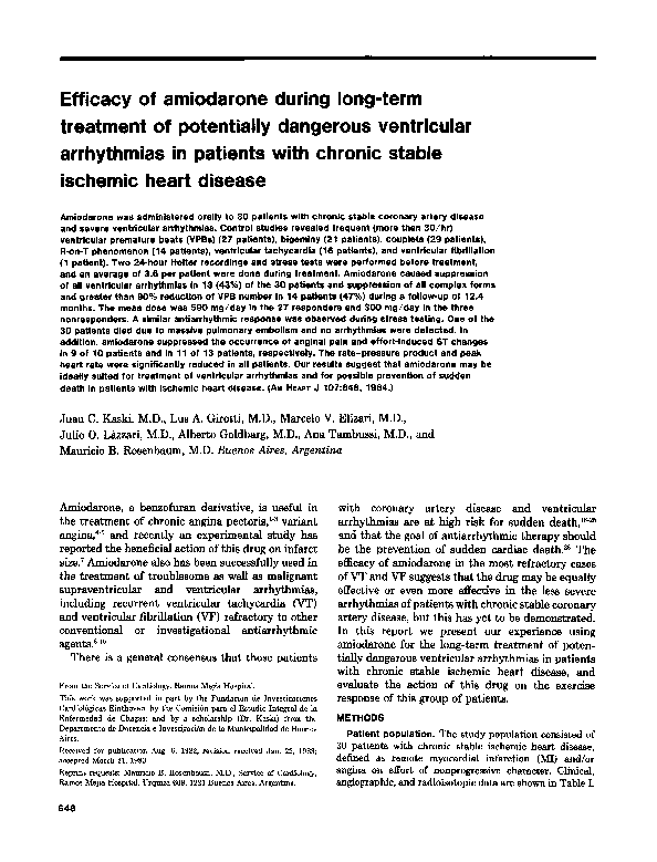 (PDF) Efficacy of amiodarone during long-term treatment of potentially ...