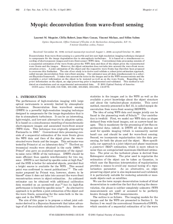 (PDF) Myopic deconvolution from wave-front sensing