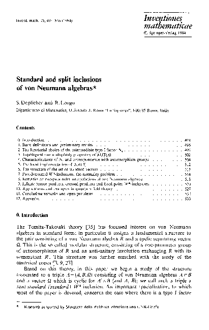 (PDF) Standard and split inclusions of von Neumann algebras