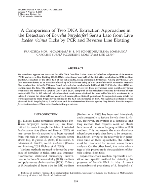 (PDF) A Comparison of Two DNA Extraction Approaches in the Detection of ...