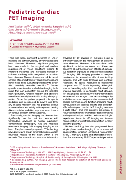 (PDF) Pediatric Cardiac PET Imaging
