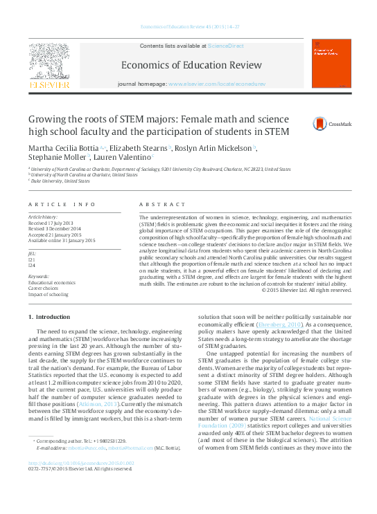 (PDF) Growing the Roots of STEM Majors: Female Math and Science High ...