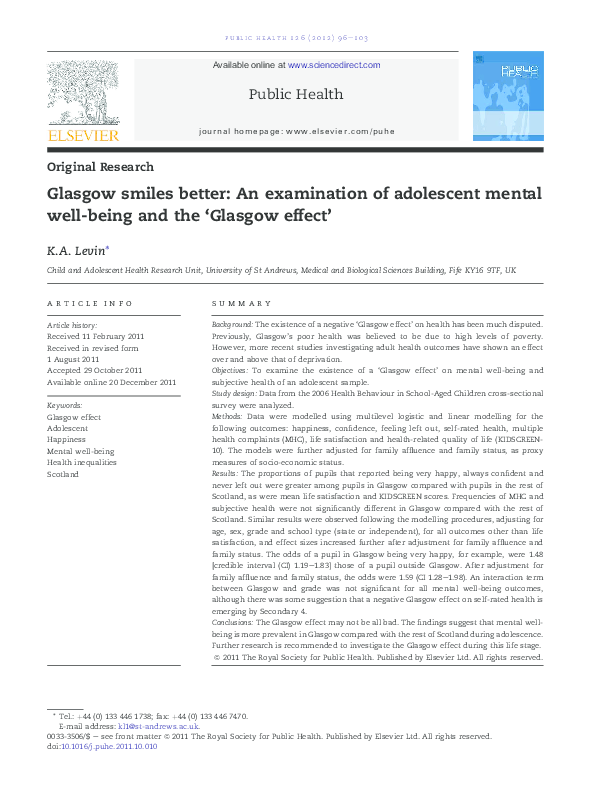(PDF) Glasgow smiles better: An examination of adolescent mental well ...