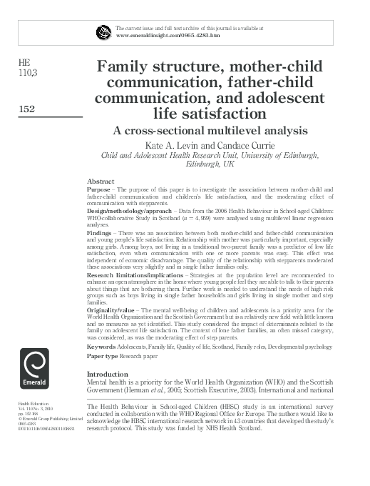 (PDF) Family structure, mother-child communication, father-child ...