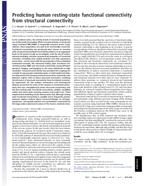 Pdf Predicting Human Resting State Functional Connectivity From