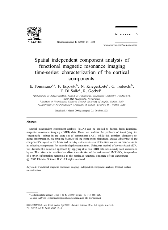 (PDF) Spatial independent component analysis of functional MRI time-series: To what extent do ...