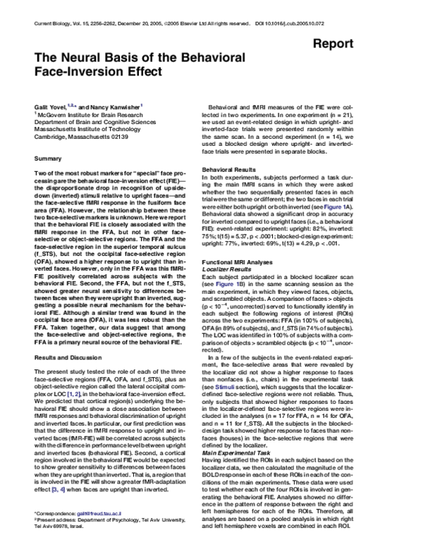 (PDF) The Neural Basis of the Behavioral Face-Inversion Effect