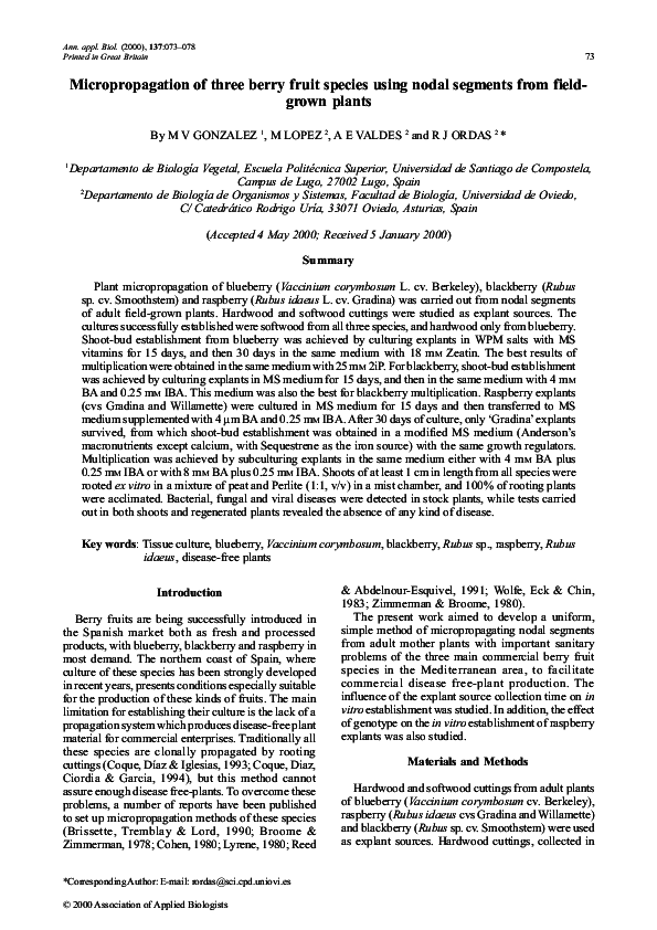 (PDF) Micropropagation of three berry fruit species using nodal segments from field-grown plants