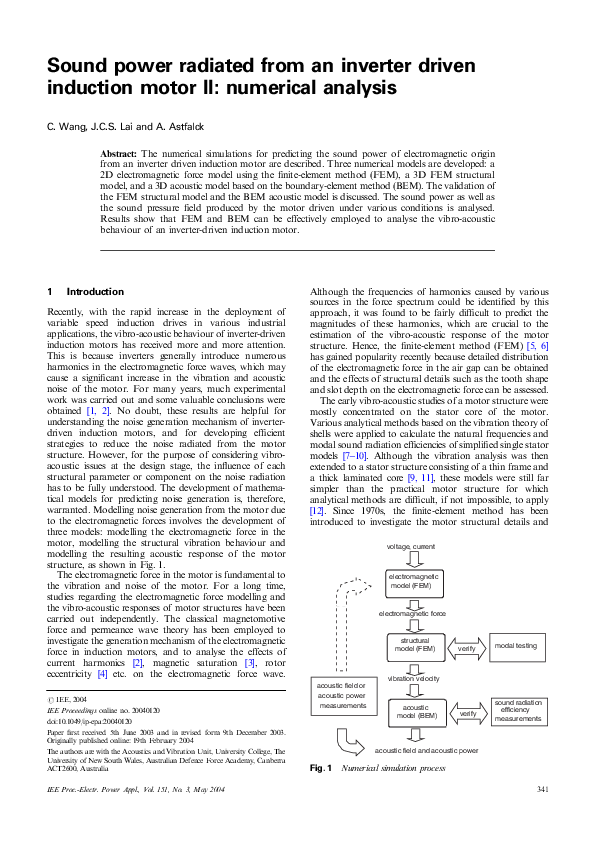 (PDF) Sound power radiated from an inverter-driven induction motor ...