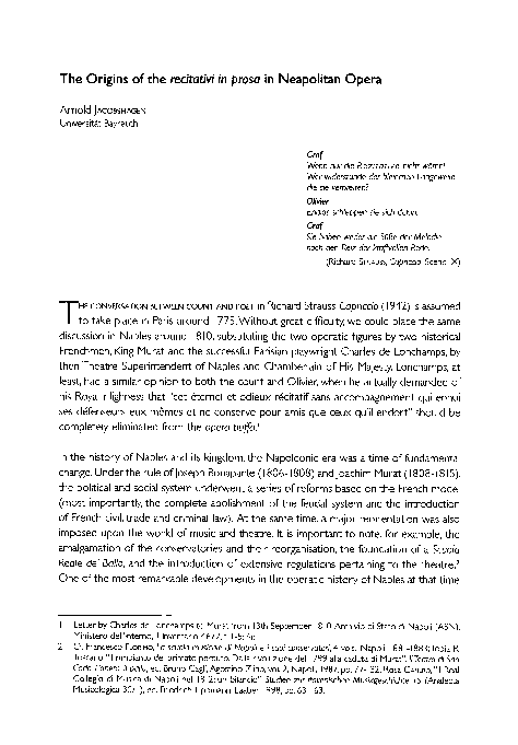 (PDF) The Origins of the "recitativi in prosa" in Neapolitan Opera