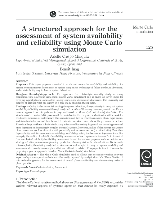 (PDF) A structured approach for the assessment of system availability and reliability using ...
