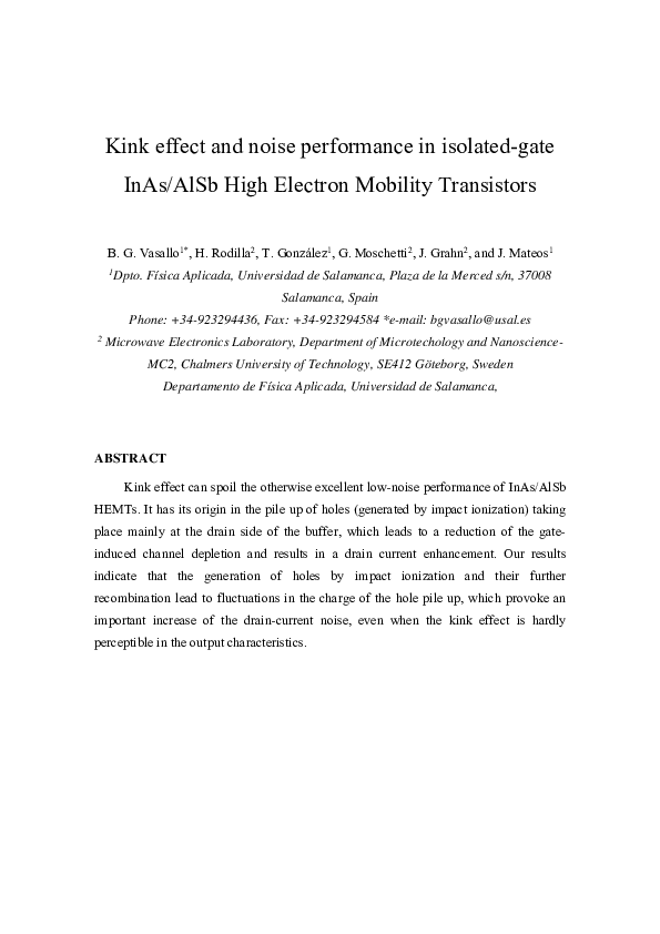 (PDF) Kink effect and noise performance in isolated-gate InAs/AlSb high electron mobility ...
