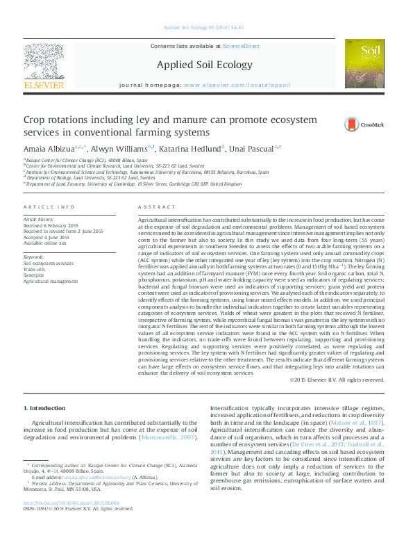 (PDF) Crop rotations including ley and manure can promote ecosystem ...