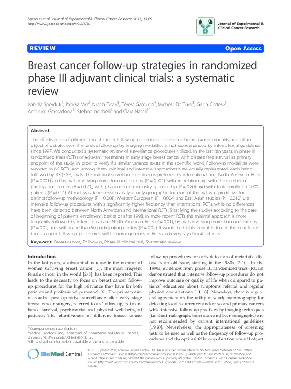 (PDF) Breast cancer follow-up strategies in randomized phase III ...