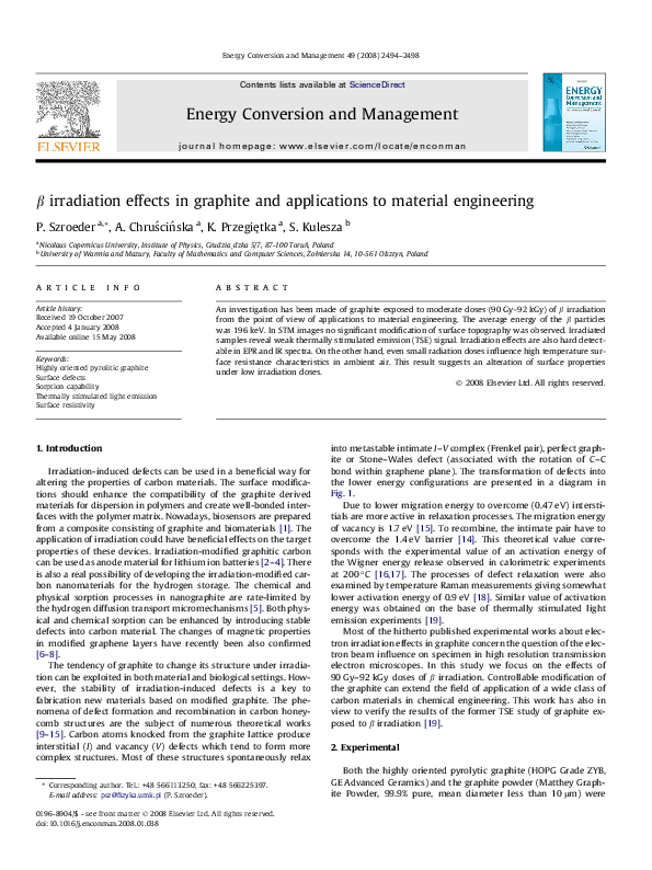 (PDF) Irradiation Effects in Graphite and Applications to Material ...