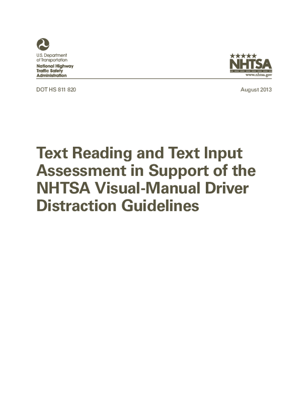 (PDF) Text reading and text input assessment in support of the NHTSA ...