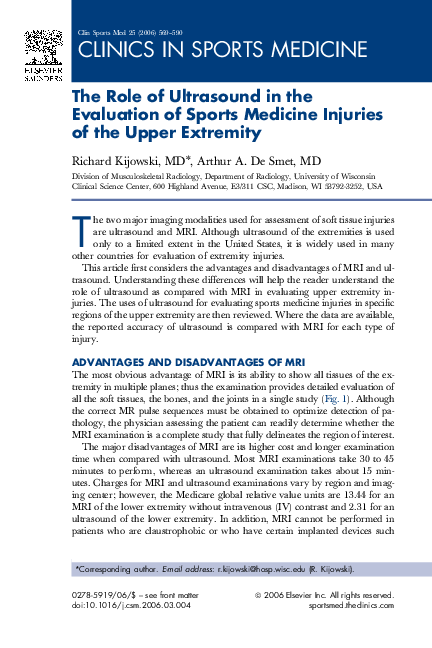 (PDF) The Role of Ultrasound in the Evaluation of Sports Medicine ...