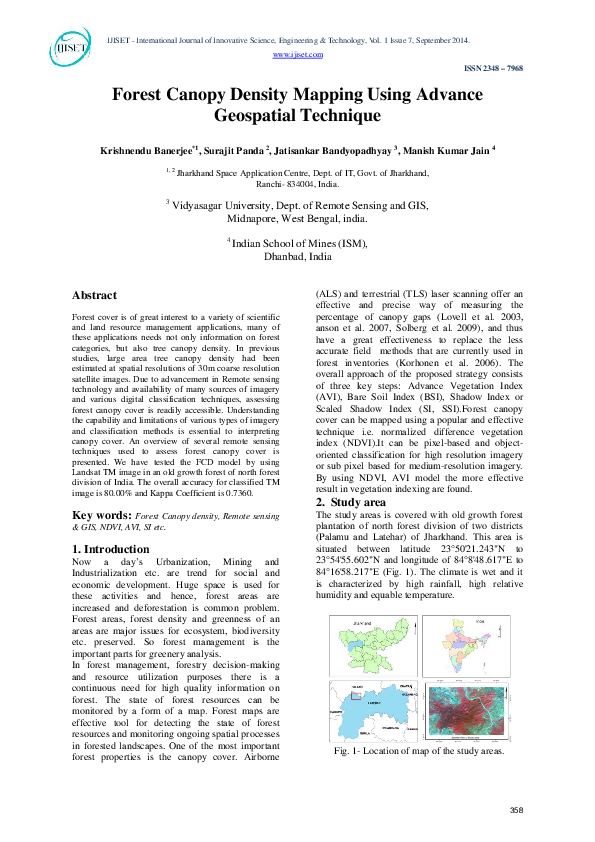 Pdf Forest Canopy Density Mapping Using Advance Geospatial Technique