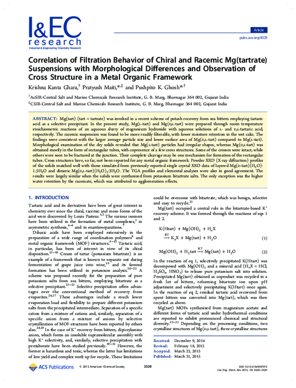 (PDF) Correlation of Filtration Behavior of Chiral and Racemic Mg ...