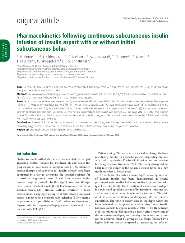 (PDF) Pharmacokinetics following continuous subcutaneous insulin ...
