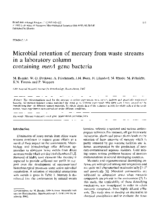 (PDF) Microbial retention of mercury from waste streams in a laboratory ...