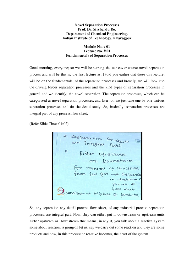 (PDF) Novel Separation Processes Fundamentals of Separation Processes