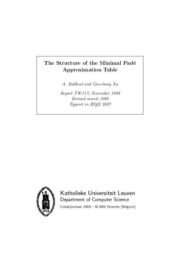(PDF) The Structure of the Minimal Matrix Padé Approximation Table ...