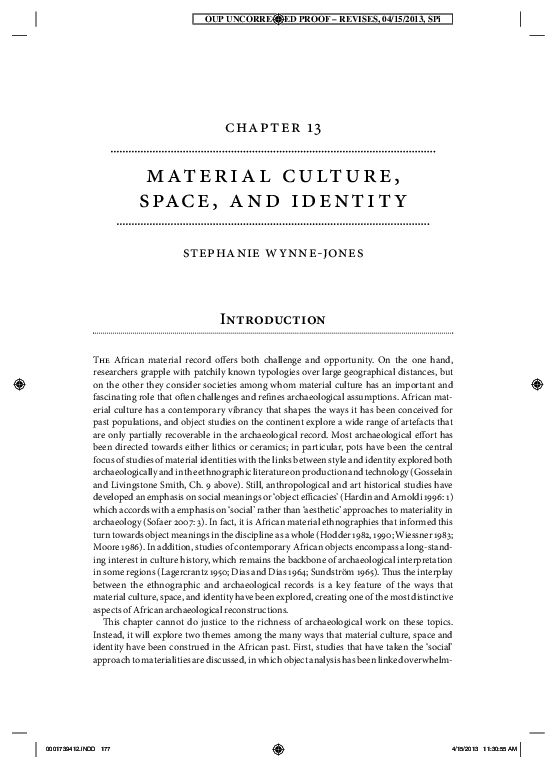(PDF) Material Culture, Space and Identity