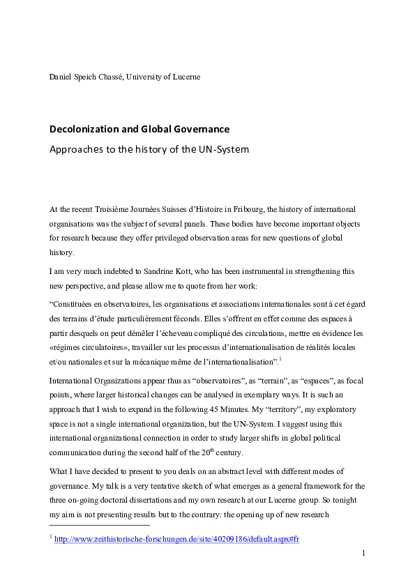 (PDF) Decolonization and Global Governance. Approaches to the history ...