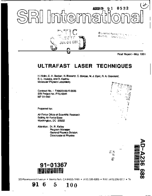 (PDF) Ultrafast laser techniques. Final report, 15 Feb 88-14 Feb 91 ...
